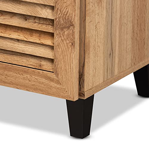 Baxton Studio Coolidge Shoe Cabinets, Oak Brown/Black