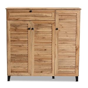 Baxton Studio Coolidge Shoe Cabinets, Oak Brown/Black