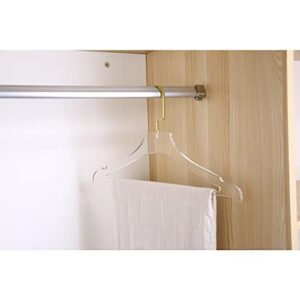 YBM Home Quality Acrylic Clear Coat Hangers Made of Clear Acrylic for a Luxurious Look and Feel for Wardrobe Closet, Clothes Hangers Organizes Closet, with Bar, Silver w/Flat Hook, 4120-20