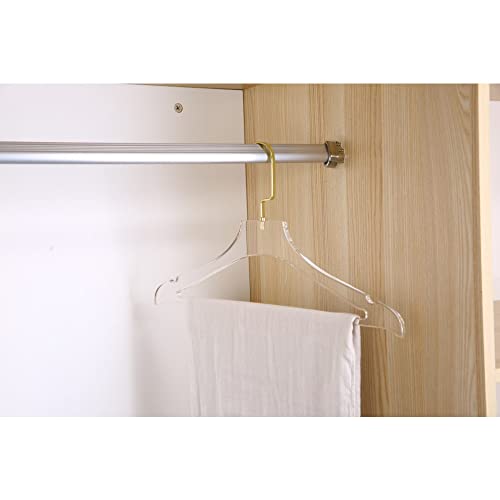 YBM Home Quality Acrylic Clear Coat Hangers Made of Clear Acrylic for a Luxurious Look and Feel for Wardrobe Closet, Clothes Hangers Organizes Closet, with Bar, Silver w/Flat Hook, 4120-20