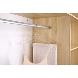 YBM Home Quality Acrylic Clear Coat Hangers Made of Clear Acrylic for a Luxurious Look and Feel for Wardrobe Closet, Clothes Hangers Organizes Closet, with Bar, Silver w/Flat Hook, 4120-20