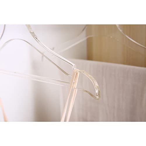 YBM Home Quality Acrylic Clear Coat Hangers Made of Clear Acrylic for a Luxurious Look and Feel for Wardrobe Closet, Clothes Hangers Organizes Closet, with Bar, Silver w/Flat Hook, 4120-20