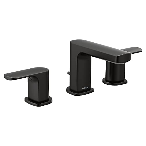 Moen Rizon Matte Black Two-Handle Widespread Bathroom Faucet, Valve Sold Separately, T6920BL