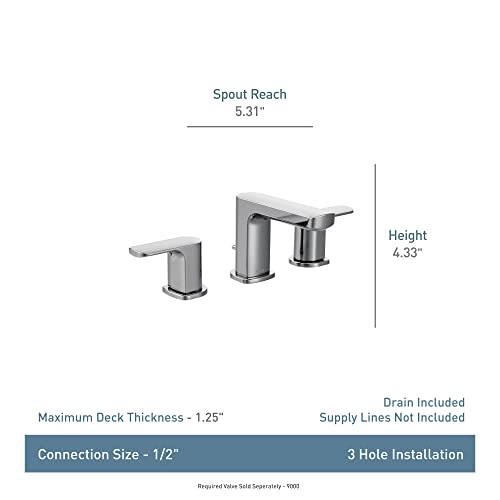 Moen Rizon Matte Black Two-Handle Widespread Bathroom Faucet, Valve Sold Separately, T6920BL