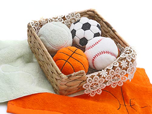 Tennis Soccer Towel 100% Cotton (2-Piece) Kids Washcloth Handtowel Decoration Gift 13 x 13.8 inch