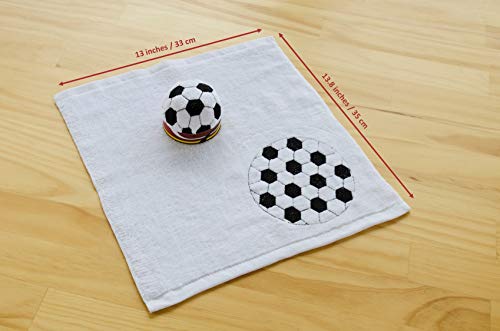 Tennis Soccer Towel 100% Cotton (2-Piece) Kids Washcloth Handtowel Decoration Gift 13 x 13.8 inch