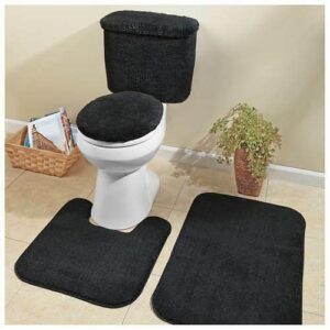 5 piece bath , contour, lid, tank lid and tank cover bathroom bathroom accessories bath mat kitchen mat bathroom bathroom runner shower mat bath mats for bathroom bathroom, black