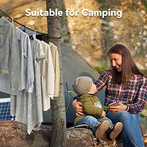 Sazfli 3-Pack Foldable Travel Hangers, Portable Lightweight Aluminium Alloy and Durable Collapsible Hanger with Storage Bag for Camping Traveling Outdoor, Black