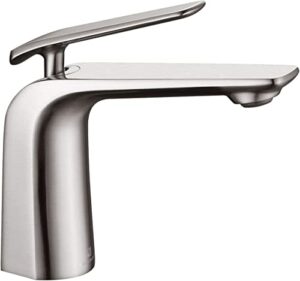 tocaloca 1 handle bathroom faucet brushed nickel sink faucet, one hole bathroom sink faucet, modern basin mixer taps, premium copper vanity vessel faucet with water supply hose