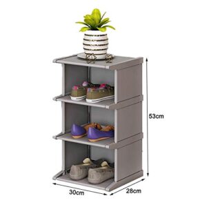 3 Tier Vertical Shoes Rack Storage Stand, Multifunctional Shoe Organizer Shelf Closet Holder, Shoe Cabinet for Doorway/Entrance/Living Room/Dormitory, Gray, 30×28×53cm