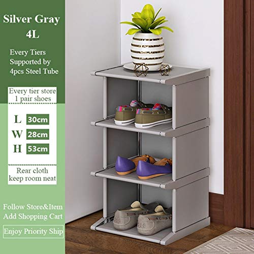 3 Tier Vertical Shoes Rack Storage Stand, Multifunctional Shoe Organizer Shelf Closet Holder, Shoe Cabinet for Doorway/Entrance/Living Room/Dormitory, Gray, 30×28×53cm