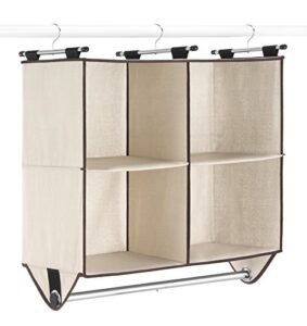 whitmor 4-section closet w/rod organizer, canvas