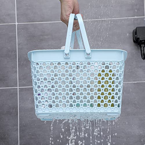 Anyoifax Portable Shower Caddy Basket Plastic Cleaning Tote with Handles Large Storage Organizer Bin for Bathroom, College Dorm, Pantry, Kitchen, Blue