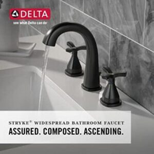 Delta Faucet Stryke Widespread Bathroom Faucet 3 Hole, Matte Black Bathroom Faucet Black, Bathroom Sink Faucet, DIAMOND Seal Technology, Metal Drain Assembly, Matte Black 357756-BLMPU-DST