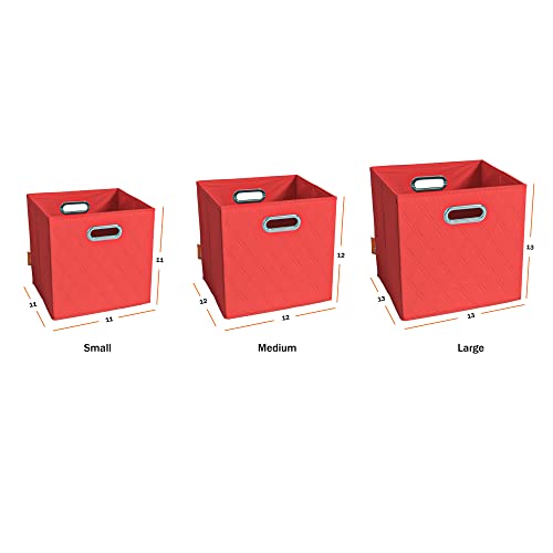 JIAessentials Red Foldable Storage Baskets Cube Bins Storage Organizers With Handles For Living Room , Bedroom, Office Storage, Closet, And Shelves 13 Inch Set Of 2