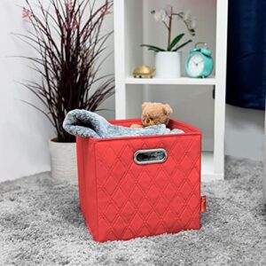 JIAessentials Red Foldable Storage Baskets Cube Bins Storage Organizers With Handles For Living Room , Bedroom, Office Storage, Closet, And Shelves 13 Inch Set Of 2