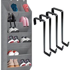 TIOYOTY Over The Door Shoe Organizer and 4 Pack Over The Door Hooks