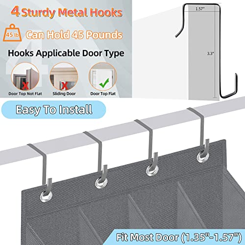 TIOYOTY Over The Door Shoe Organizer and 4 Pack Over The Door Hooks