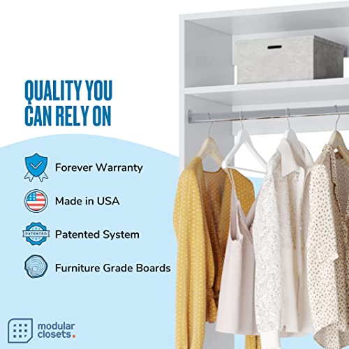 Hanging Closet Unit with Shelves - Modular Closet System for Hanging - Corner Closet System - Closet Organizers and Storage Shelves (White, 25.5 inches Wide) Closet Shelves