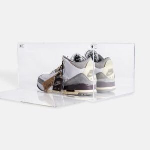 Looksee Designs | Acrylic Shoe Display Case | Magnetic Drop Side Door | Sneaker Storage for Sneaker Head | Clear Plastic Stackable Shoe Box