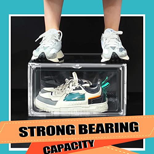 EDS FAM 4 Pack Sneaker Storage for Sneakerheads Shoe Boxes Crates Clear Plastic Stackable Boot Display Case