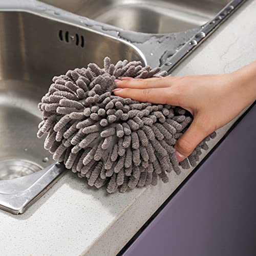 6pcs Chenille Hand Towels Soft Absorbent Microfiber Hand Drying Towels Ball Hanging Cleaning Towels Fast Drying Cloths for Kitchen Bathroom