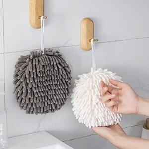 6pcs Chenille Hand Towels Soft Absorbent Microfiber Hand Drying Towels Ball Hanging Cleaning Towels Fast Drying Cloths for Kitchen Bathroom