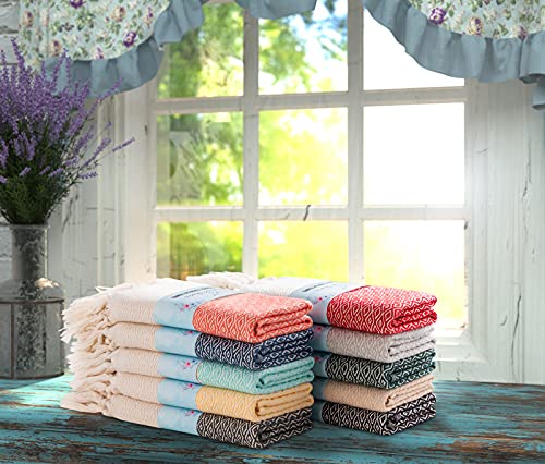 Rumi&Shams Turkish Hand Towel Set of 2 | 100% Cotton Modern Farmhouse Hand Towels | 16 x 32 Inches Boho Towels | Bathroom Hand Towels | Perfect Turkish Kitchen Towels | Bath Hand Towels (Aqua)