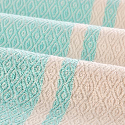 Rumi&Shams Turkish Hand Towel Set of 2 | 100% Cotton Modern Farmhouse Hand Towels | 16 x 32 Inches Boho Towels | Bathroom Hand Towels | Perfect Turkish Kitchen Towels | Bath Hand Towels (Aqua)