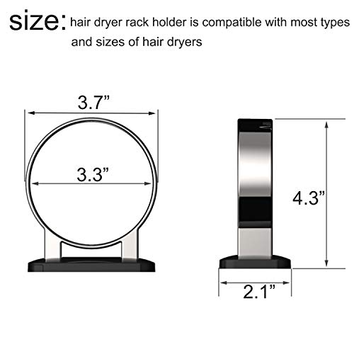 Hair Dryer Holder, Bathroom Hair Dryer Holder, Hair Care Tools Holder Wall Mount - Extra Large Rim ( Silvery)