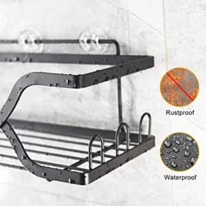 Cibert Shower Caddy, 5-pack Shower Shelves for Inside Shower, Bathroom Shower Organizer, Adhesive Shower Organizer No Drilling Rustproof Shower Rack Bathroom Organization and Storage Accessories Black