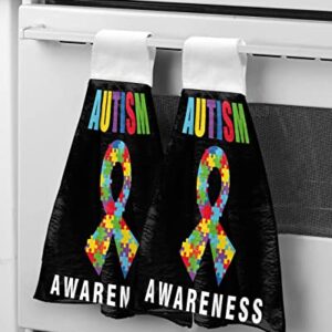 Autism Awareness Kitchen Hand Towels, 18x14 Inches Water Absorbent Hand Towel for Kitchen Decoration, Set of 2 Polyester Soft Hand Towels for Bathroom Decor Modern Inspiration Puzzle Pieces