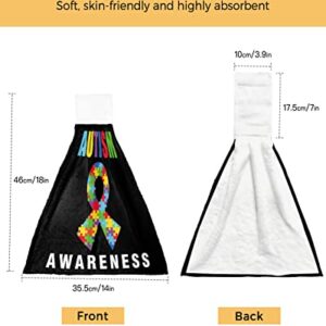 Autism Awareness Kitchen Hand Towels, 18x14 Inches Water Absorbent Hand Towel for Kitchen Decoration, Set of 2 Polyester Soft Hand Towels for Bathroom Decor Modern Inspiration Puzzle Pieces