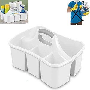 Lavo Home Bath Caddie White - Totes with Divided Compartments and Handles for Organizing, Storing & Carrying Cleaning Supplies and Bathroom Accessories (Large Cleaning Caddy)