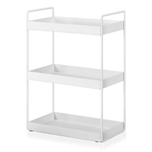 3-tier bathroom countertop organizer vanity tray cosmetic & makeup storage kitchen spice rack standing shelf, white