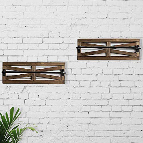 2PCS Rustic Towel Racks for Bathroom Wall Mounted, Towel Holder for Bathroom Towel Storage,Bathroom Towel Rack,Farmhouse Bathroom Decor for Towels, Robes, Clothing,Blanket Rack (Brown)