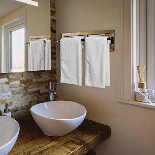 2PCS Rustic Towel Racks for Bathroom Wall Mounted, Towel Holder for Bathroom Towel Storage,Bathroom Towel Rack,Farmhouse Bathroom Decor for Towels, Robes, Clothing,Blanket Rack (Brown)