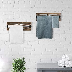 2PCS Rustic Towel Racks for Bathroom Wall Mounted, Towel Holder for Bathroom Towel Storage,Bathroom Towel Rack,Farmhouse Bathroom Decor for Towels, Robes, Clothing,Blanket Rack (Brown)