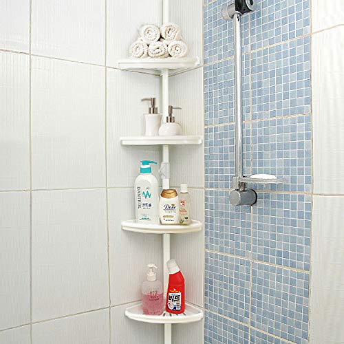 Prince Hanger, One Touch Adjustable Corner Shower Caddy, PHUS-0081, White, Coated Steel, Made in Korea