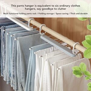 Space Saving Pants Hangers, 6 Layers Folding Multifunctional Pants Rack Hanger Stainless Steel Hangers for Closet Trousers Scarves Clothes Organization, 11.8x11.4x2.6 (White)