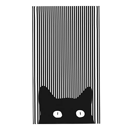 Ideolocator Funny Black Cat Hand Towel for Bathroom Soft Large Decorative Hand Towel Trellis Towel Multipurpose for Bathroom, Hotel, Gym and Spa (27.5x15.7in, White) Chic Boho Exotic