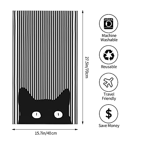 Ideolocator Funny Black Cat Hand Towel for Bathroom Soft Large Decorative Hand Towel Trellis Towel Multipurpose for Bathroom, Hotel, Gym and Spa (27.5x15.7in, White) Chic Boho Exotic