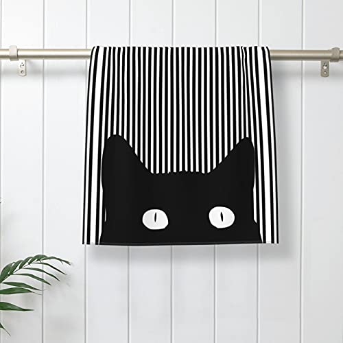 Ideolocator Funny Black Cat Hand Towel for Bathroom Soft Large Decorative Hand Towel Trellis Towel Multipurpose for Bathroom, Hotel, Gym and Spa (27.5x15.7in, White) Chic Boho Exotic