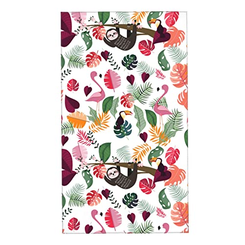 Hand Drawn Baby Sloth with Flamingo Soft Absorbent Guest Hand Towels Multipurpose for Bathroom, Gym, Hotel and Spa ( 27.5 x16 Inches)