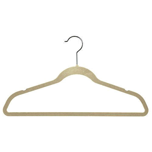 Econoco HSL17PC50 Velvet Hanger with Notches, Tan/Camel Color (Pack of 50)