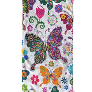 Butterflies Hand Towel,Seamless Spring White Floral with Colorful Butterflies and Flowers Soft Hand Towels for Bathroom/Kitchen/Yoga/Golf/Hair Towel for Men/Women/Girl/Boys 15X30 Inch