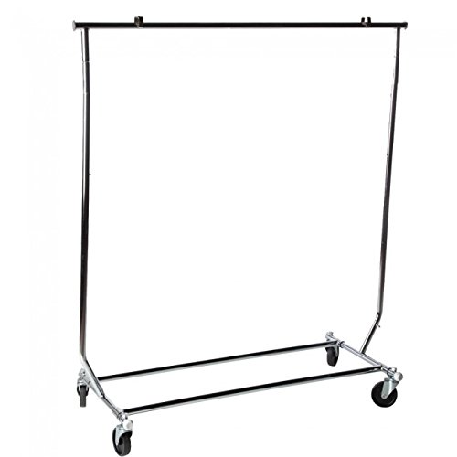 NAHANCO RCS-1 Collapsible Metal Rolling Garment Rack, Commercial Grade, Chrome (1 Rack)