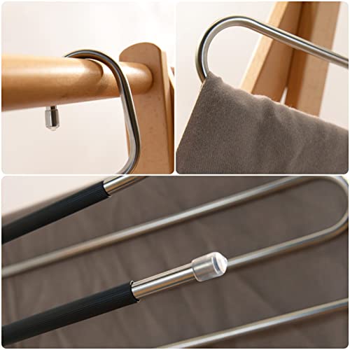 Pants Hangers S-Shape Non-Slip Space Saving Pants Hangers Metal Hangers Closet Storage Organizer for Pants Jeans Scarf,Towels Hanging (4)