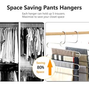 Pants Hangers S-Shape Non-Slip Space Saving Pants Hangers Metal Hangers Closet Storage Organizer for Pants Jeans Scarf,Towels Hanging (4)