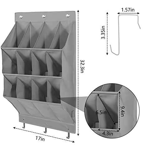 BestFire Over The Door Shoe Organizers, Large Hanging Shoe Organizer with 24 Pockets, Oxford Cloth Shoe Storage Organizer for Men Women Kids Shoe Storage, Grey, 2 Pack